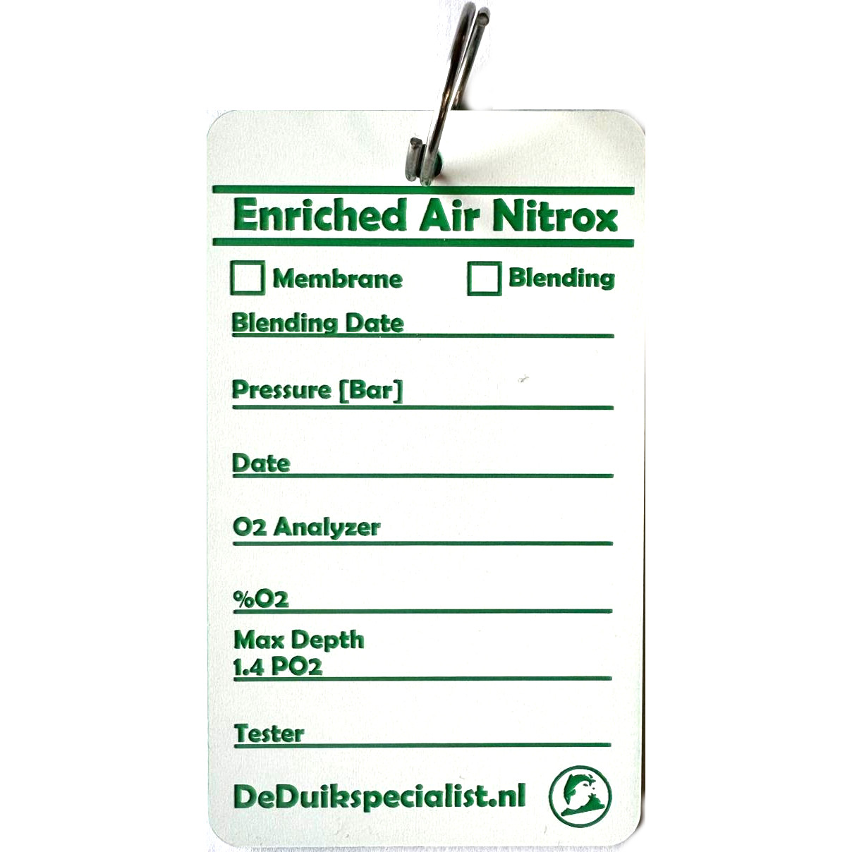 De Duikspecilaist: Nitrox Tank Tag - deDuikspecialist in scubaduiken en ...